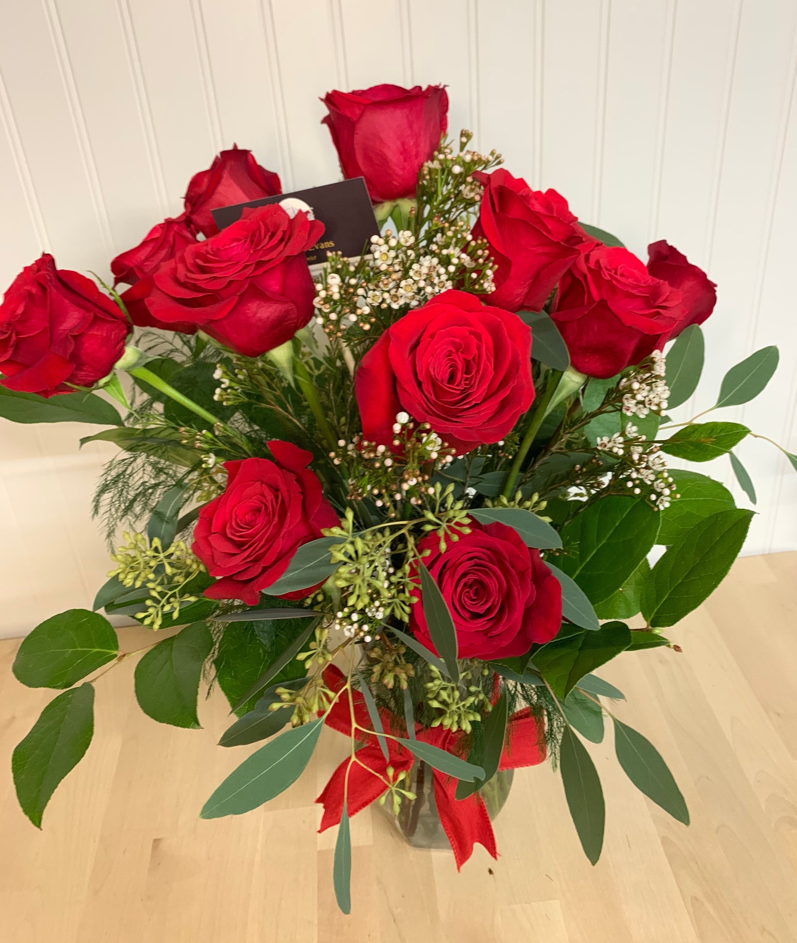 Classic Red Rose Bouquet, One Dozen | The Daisy Lady